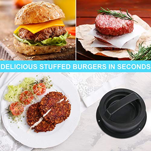 HAHAYOO 3 in 1 Stuffed Burger Press Patty Maker Rings Molds Kit, Non Stick Stuffer Hamburger Press Patty Maker - with 100 Pcs Wax Hamburger Patty Paper, Sausage Patty Press for Slider/Pattie/Grilling