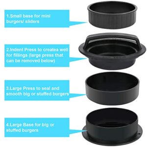 HAHAYOO 3 in 1 Stuffed Burger Press Patty Maker Rings Molds Kit, Non Stick Stuffer Hamburger Press Patty Maker - with 100 Pcs Wax Hamburger Patty Paper, Sausage Patty Press for Slider/Pattie/Grilling