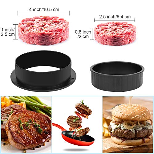 HAHAYOO 3 in 1 Stuffed Burger Press Patty Maker Rings Molds Kit, Non Stick Stuffer Hamburger Press Patty Maker - with 100 Pcs Wax Hamburger Patty Paper, Sausage Patty Press for Slider/Pattie/Grilling