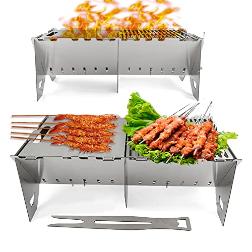 Barbecue Charcoal Grill Stainless Steel Folding Portable Bbq Tool Kits For Outdoor Cooking Camping Hiking Picnics Tailgating Backpacking Or Any Outdoor Event (Barbecue Charcoal Grill)