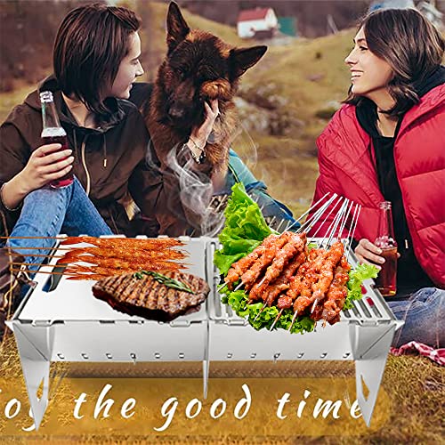 Barbecue Charcoal Grill Stainless Steel Folding Portable Bbq Tool Kits For Outdoor Cooking Camping Hiking Picnics Tailgating Backpacking Or Any Outdoor Event (Barbecue Charcoal Grill)