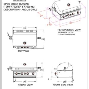 Bull Outdoor Products BBQ 47628 Angus 75,000 BTU Grill Head, Liquid Propane