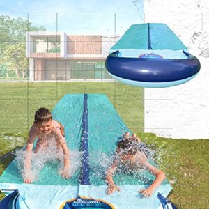 team magnus 18ft xl slip and slide – heavy duty inflatable slide with central sprinkler and xl crash pad