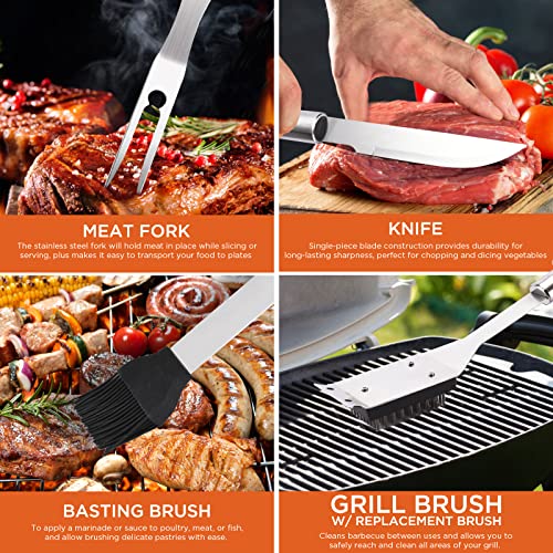 Commercial Chef Barbeque Grill Accessories for Outdoor Grill - Grilling Accessories - BBQ Grill Set - Grilling Gifts for Men - Birthday Gifts for Men - BBQ Smoker Accessories - BBQ Accessories - 25 PC