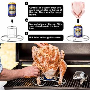 TeamFar Beer Can Chicken Holder, Chicken Rack Stand Stainless Steel, Beer Butt Chicken Stand for Grill Smoker Oven, Sturdy & Durable, Dishwasher Safe & Easy Clean