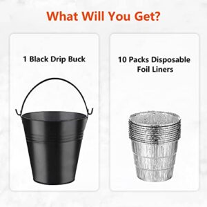 Unidanho Grill Bucket for Grease, Traeger Grease Bucket 10 Packs Drip Grease Bucket Liners for Camp Chef, Traeger 20/22/34 Series, Pit Boss, Pellet Oklahoma Joe Rec Tec, z Grill Smoker Bucket