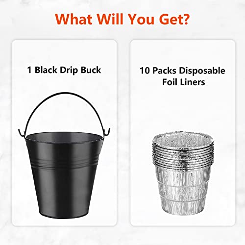 Unidanho Grill Bucket for Grease, Traeger Grease Bucket 10 Packs Drip Grease Bucket Liners for Camp Chef, Traeger 20/22/34 Series, Pit Boss, Pellet Oklahoma Joe Rec Tec, z Grill Smoker Bucket