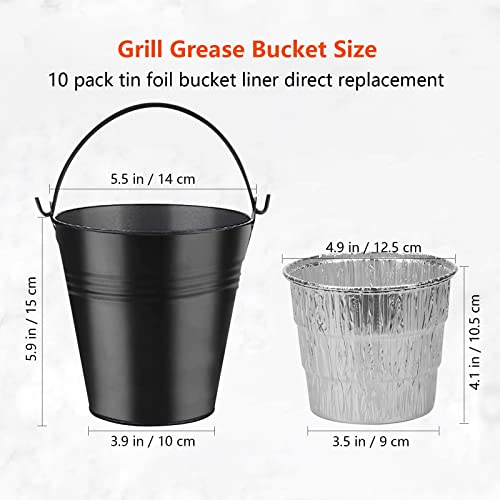 Unidanho Grill Bucket for Grease, Traeger Grease Bucket 10 Packs Drip Grease Bucket Liners for Camp Chef, Traeger 20/22/34 Series, Pit Boss, Pellet Oklahoma Joe Rec Tec, z Grill Smoker Bucket