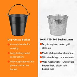 Unidanho Grill Bucket for Grease, Traeger Grease Bucket 10 Packs Drip Grease Bucket Liners for Camp Chef, Traeger 20/22/34 Series, Pit Boss, Pellet Oklahoma Joe Rec Tec, z Grill Smoker Bucket