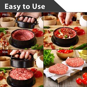 TAOUNOA Hamburger Press Patty Maker, 3 in 1 Non-Stick Burger Press with 100 Pcs Wax Paper for Making Delicious Burgers, Perfect Shaped Patties for Grilling and Cooking