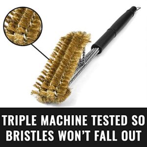 Grillaholics Essentials Brass Grill Brush - Softer Brass Bristle Wire Grill Brush for Safely Cleaning Porcelain and Ceramic Grates - Lifetime Manufacturer's Warranty