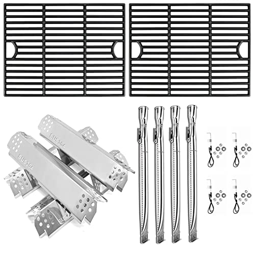 Hisencn Grill Parts for Home Depot Nexgrill 4 Burner 720-0830H, 720-0783E, 5 Burner 720-0888N, 720-0888 Gas Grill Models, 304 Stainless Steel Grill Burner, Heat Plate, Cast Iron Grill Grates