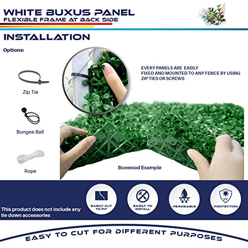 Windscreen4less Artificial Faux Ivy Leaf Decorative Fence Screen 20'' x 20" Boxwood/Milan Leaves Fence Patio Panel, Buxus White 26 Pieces