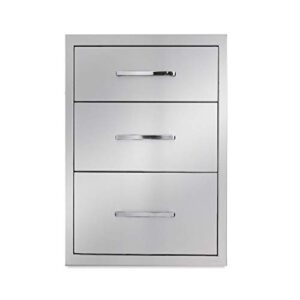 yuxiangBBQ Outdoor Kitchen Drawers Stainless Steel 3-Drawer BBQ Drawer 14" W x 20.5" H x 23" D Enclosed Built-in Drawer Flush Mount for Outdoor Kitchens & BBQ Islands