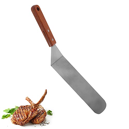 Qinshaine Metal Griddle Spatula, Spatula Hamburger Turner Scraper, Metal Spatula, Great for BBQ Grill and Griddle (Long Grilling spatula/14.56in)