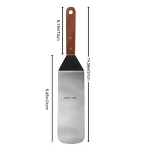 Qinshaine Metal Griddle Spatula, Spatula Hamburger Turner Scraper, Metal Spatula, Great for BBQ Grill and Griddle (Long Grilling spatula/14.56in)