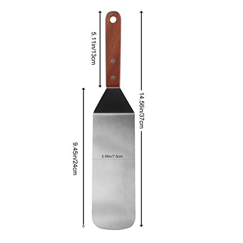 Qinshaine Metal Griddle Spatula, Spatula Hamburger Turner Scraper, Metal Spatula, Great for BBQ Grill and Griddle (Long Grilling spatula/14.56in)