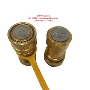 3/8 Inch Natural Gas Quick Connector Brass Propane Adapter Fittings for LP Gas Propane Hose Quick Disconnect [2660] Solid Brass 1/2 PSIG Pressure 50 000 BTU Hour Capacity Input 3/8 Insert