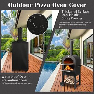 Xilingol Outdoor Pizza Oven, Wood Fired Pizza Oven for Outside, Large Pizza Ovens with 4 Steel Pizza Grills, 2 Removable Wheels, 12" Pizza Stone, Pizza Spatula, Waterproof Cover for Patio Backyard