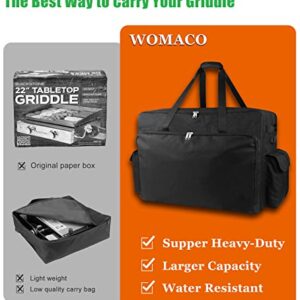 WOMACO 22 inch Griddle Carry Bag for Blackstone 17 & 22 Griddle with Hood Lid and Stand, Water-Resistant Outdoor Griddle Bag Case