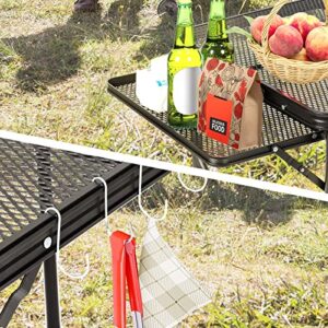 Coastrail Outdoor Camping Folding Grill Table Portable Lightweight Metal Grill Stand for Outdoor with Adjustable Height, 3 Feet, Half-Mesh, Black