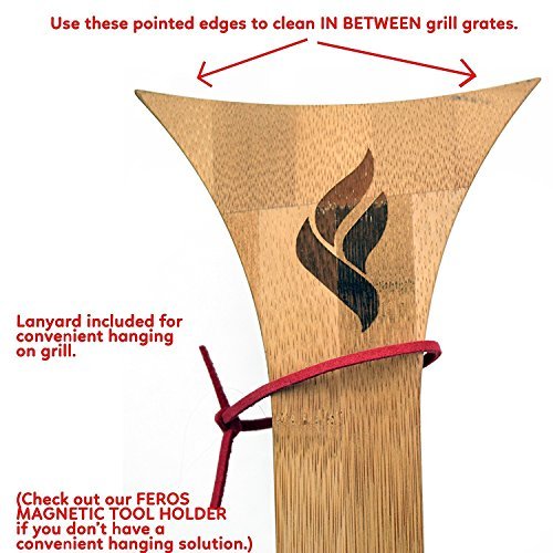 FEROS Safer Scraper - Wood BBQ Wooden Grill Cleaner - Cleans top and Between Barbecue grates. Use to Oil & Clean Barbeque. Sustainable Replacement for Wire Bristle Brush