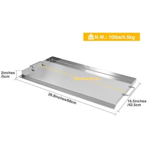 Lineslife Stainless Steel Rectangular Griddle, Flat Top Grill Plate for Stovetop with Removable Handles for BBQ Charcoal/Gas Grills, 26.8x16.5inches