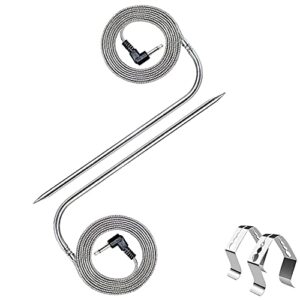 replacement meat probe for pit boss pellet grills and pellet smokers. 3.5mm plug compatible with pit boss accessories meat probe. 2 packs meat probes and 2 packs grill clips.…