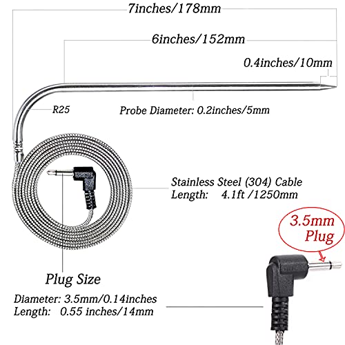 Replacement Meat Probe for Pit Boss Pellet Grills and Pellet Smokers. 3.5mm Plug Compatible with Pit Boss Accessories Meat Probe. 2 Packs Meat Probes and 2 Packs Grill Clips.…