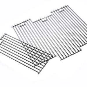 LS'BABQ Replace Parts 4-Pack Stainless Steel BBQ Grill Grates for Bull Most Models 19.25" x 7.5" OEM 16517，Steer Premium 69008,69009, Lonestar Select 87048,87049, 7 Burner Premium 18248,18249