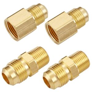 litorange 4 pcs 3/8 inch flexible flex gas line hose brass connector kit,3/8″male flare x 1/4″male npt & 3/8″male flare x 1/4″female npt,fit for lpg, ng propane fire pit hose