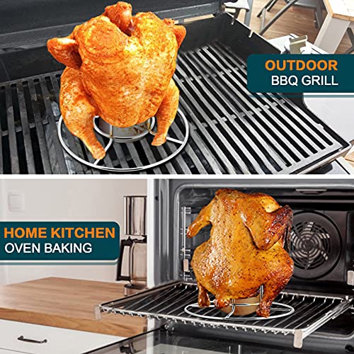 2Pcs Beer Can Chicken Holder, Vertical Chicken Rack, P&P CHEF Stainless Steel Chicken Racks for BBQ Grilling Roasting Baking, Thick Wire & Firmly Welding, Heavy Duty & Dishwasher Safe