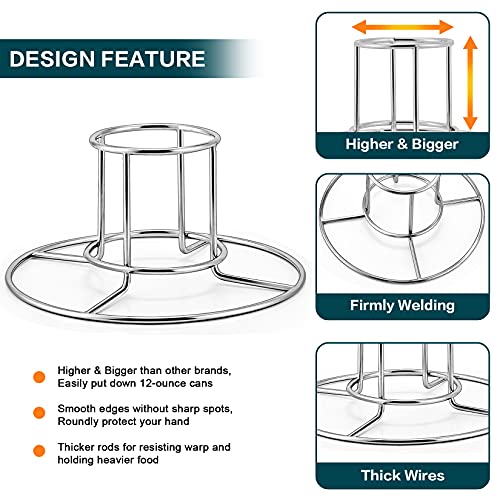 2Pcs Beer Can Chicken Holder, Vertical Chicken Rack, P&P CHEF Stainless Steel Chicken Racks for BBQ Grilling Roasting Baking, Thick Wire & Firmly Welding, Heavy Duty & Dishwasher Safe