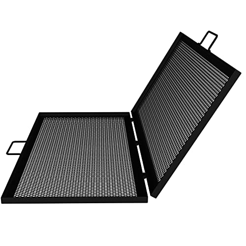 VEVOR Fire Pit Cooking Grate 30 Inch, Foldable Square Cooking Grill Grates, Heavy Duty X-Marks BBQ Grill with Portable Handle & Solid Steel for Outdoor Campfire Party & Gathering