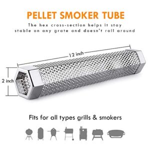 Smoke Tube - 12 inches Smoke Tube for Pellet Grill 5 Hours of Billowing Smoke, Pellet Smoker Tube for All Grill or Smoker, Hot or Cold Smoking