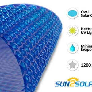 Sun2Solar Blue 15-Foot-by-30-Foot Oval Solar Cover | 1200 Series | Heat Retaining Blanket for In-Ground and Above-Ground Oval Swimming Pools | Use Sun to Heat Pool Water | Bubble-Side Facing Down