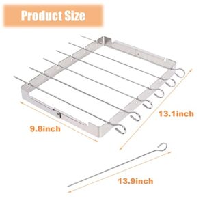 Barbecue Grill Rack and 6 Kebab Skewers, Stainless Steel Barbecue Rack BBQ Skewer Foldable BBQ Skewer Rack Set for Party Picnic