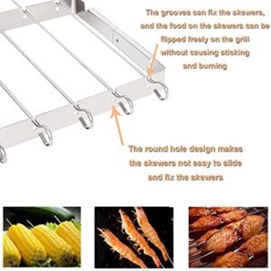 Barbecue Grill Rack and 6 Kebab Skewers, Stainless Steel Barbecue Rack BBQ Skewer Foldable BBQ Skewer Rack Set for Party Picnic