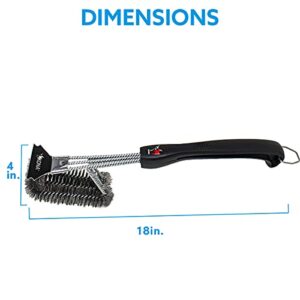 Kona Grill Brush and Scraper - 360 Straight Edge - Compatible with Weber and Pellet Grill Brands - BBQ Cleaner Fits All Grills, Stainless Steel, Cast Iron, Porcelain - Flex Grip Handle