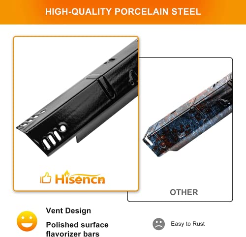 Hisencn Grill Replacement for RevoAce Duel Fuel Gas and Charcoal Grill Combo Grill GBC1793W, Stainless Steel Grill Burners and Porcelain Steel Heat Plates, 3 Pack