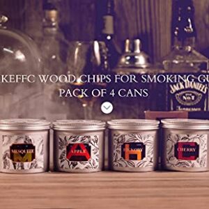 TMKEFFC 4 Pack Natural Wood Chips Set for Smoking Gun Food Drinks Cocktail Smoker, 4 Oz Each, 16 Oz in Total, Apple, Hickory, Mesquite, Cherry Wood