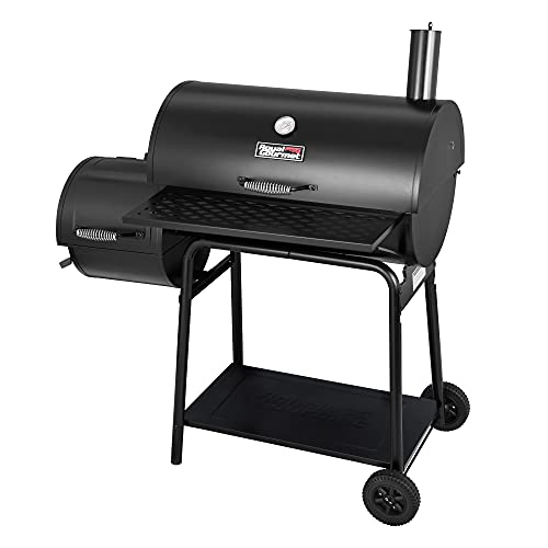 Royal Gourmet Outdoor BBQ Charcoal Grill and Offset Smoker Grill combo on Clearance Prime with Wheels Front Table, Black, CC1830FB