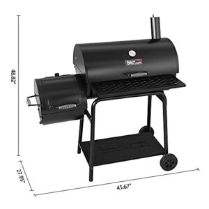 Royal Gourmet Outdoor BBQ Charcoal Grill and Offset Smoker Grill combo on Clearance Prime with Wheels Front Table, Black, CC1830FB