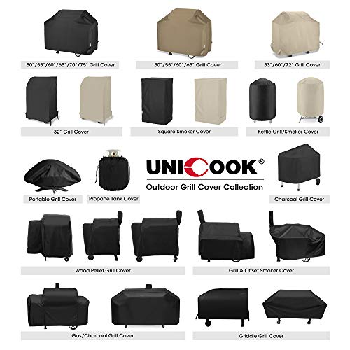 Unicook Heavy Duty Waterproof Grill Cover, Compatible with Oklahoma Joe's Highland, Horizontal and More Smokers, Charcoal Offset Smoker Cover, Fade and UV Resistant Material, Black