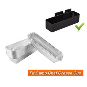 MixRBBQ Grease Cup with Aluminum Drip Pans Liner Set for Camp Chef Griddles Accessories, Professional Drip Catcher Pan Holder for Camp Chef Stove SG100 SG90 SG14 SG30 SG60, Foil Pans(10 Pack), 24 oz