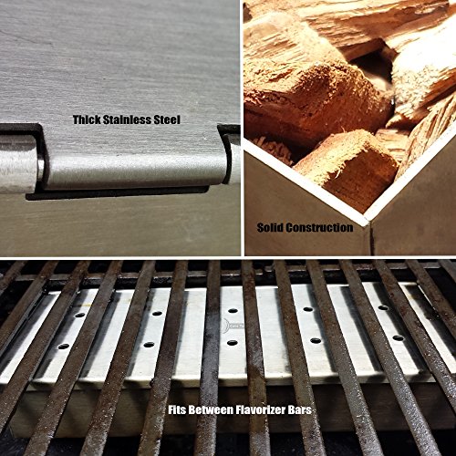 Cave Tools Grill Smoker Box Starter Kit for Wood Chips, Stainless Steel Bucket Style with Hinged Lid, BBQ Grill and Smoker Accessories - Medium