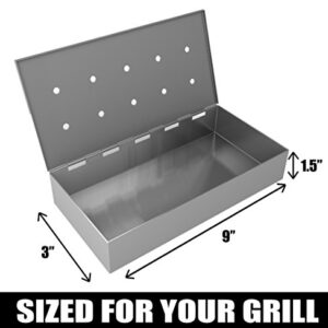 Cave Tools Grill Smoker Box Starter Kit for Wood Chips, Stainless Steel Bucket Style with Hinged Lid, BBQ Grill and Smoker Accessories - Medium