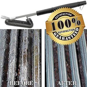 GRILLART Grill Brush and Scraper BBQ Brush for Grill, Safe 18" Stainless Steel Woven Wire 3 in 1 Bristles Grill Cleaning Brush, BR-4516