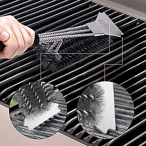 GRILLART Grill Brush and Scraper BBQ Brush for Grill, Safe 18" Stainless Steel Woven Wire 3 in 1 Bristles Grill Cleaning Brush, BR-4516