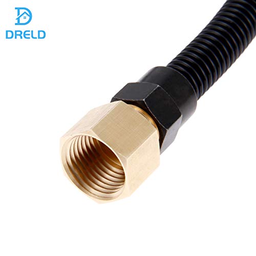 1/2" OD x 3/8" ID 24" Non-Whistle Flexible Flex Gas Line Connector Kit for NG or LP Fire Pit and Fireplace Hose - 1/2" Male Flare x 1/2" Male NPT Fitting End